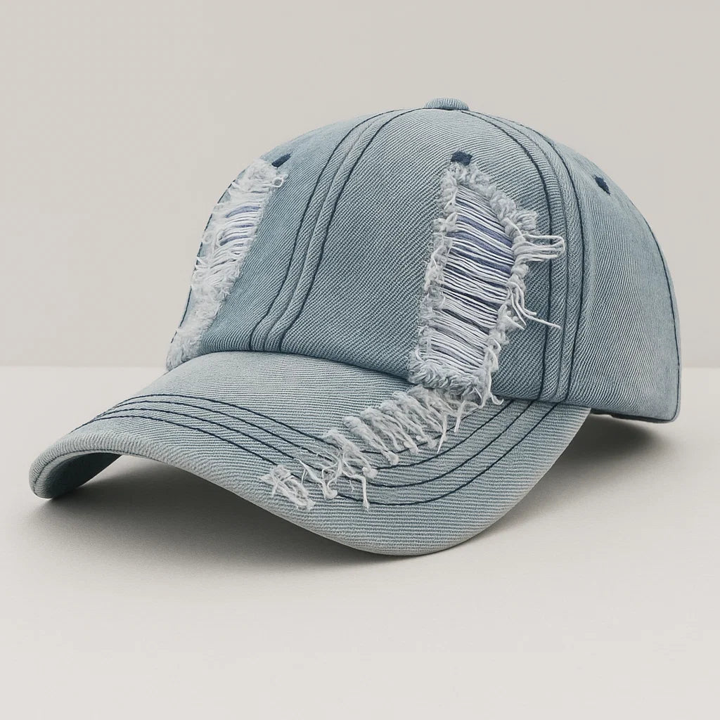 DENIM DISTRESSED CAP – Harper & Holland
